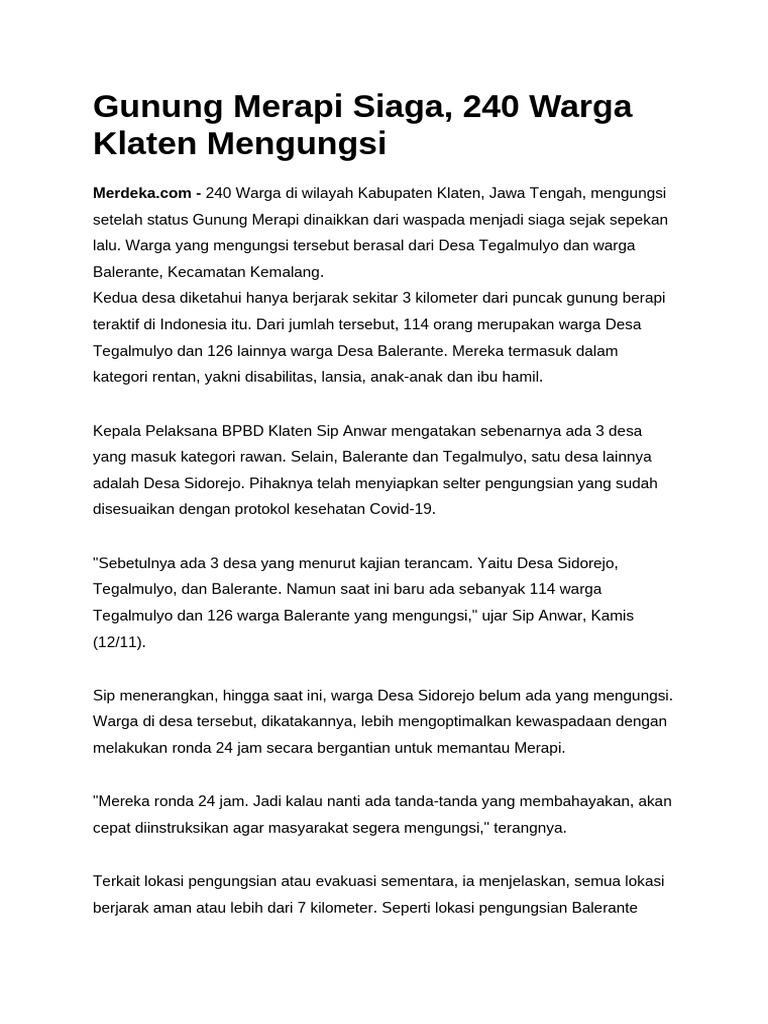 Gunung Merapi Siaga | PDF