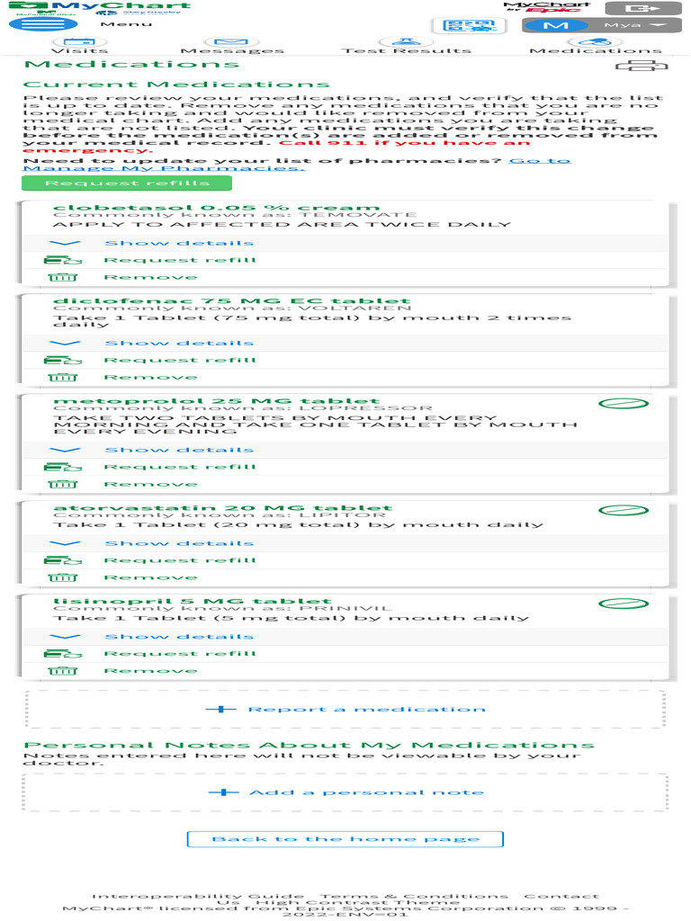 MyChart - Medications | PDF