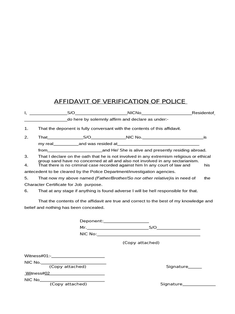Affidavit of Police Verification 2024 | PDF | Social Science | Law