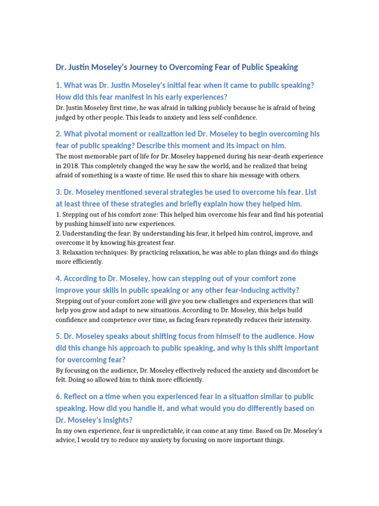 Overcoming Public Speaking Fear Pdf Fear Public Speaking