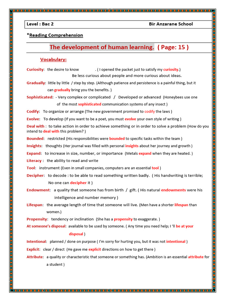 Voc U1 B2'-1 - 1 | PDF | Cognition | Cognitive Psychology