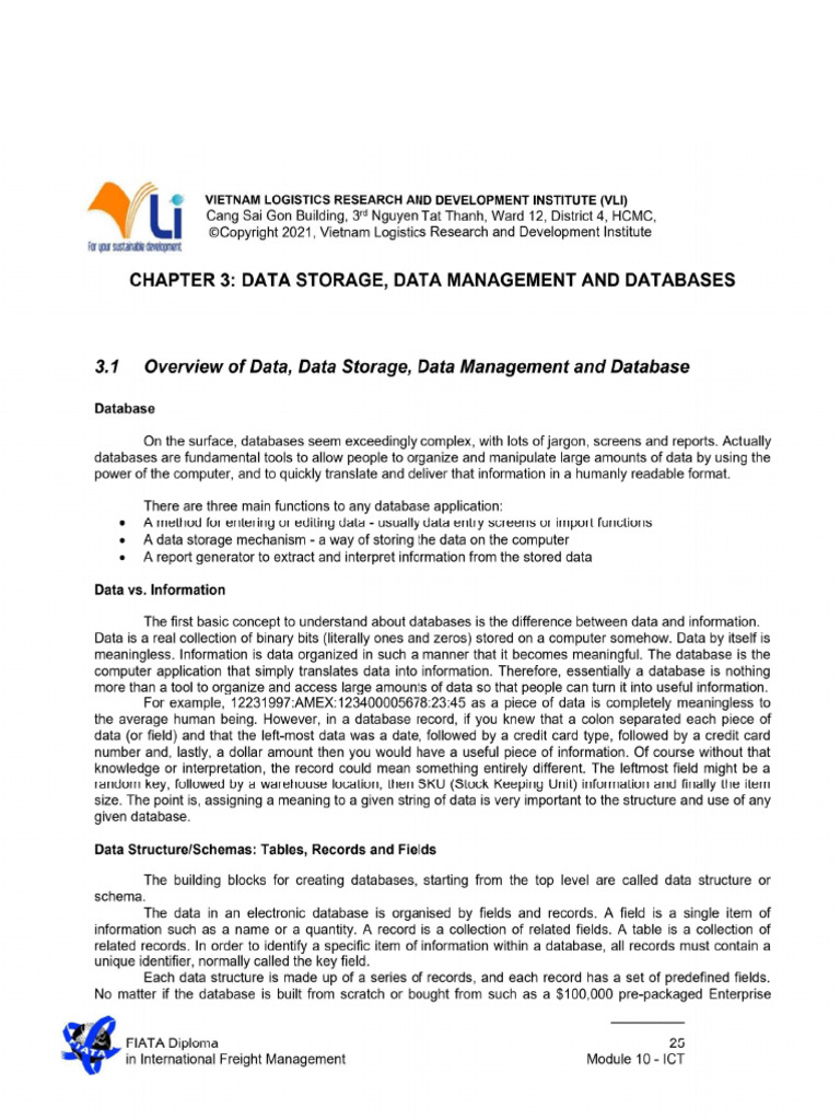Data Storage, Data Management and Databases | PDF