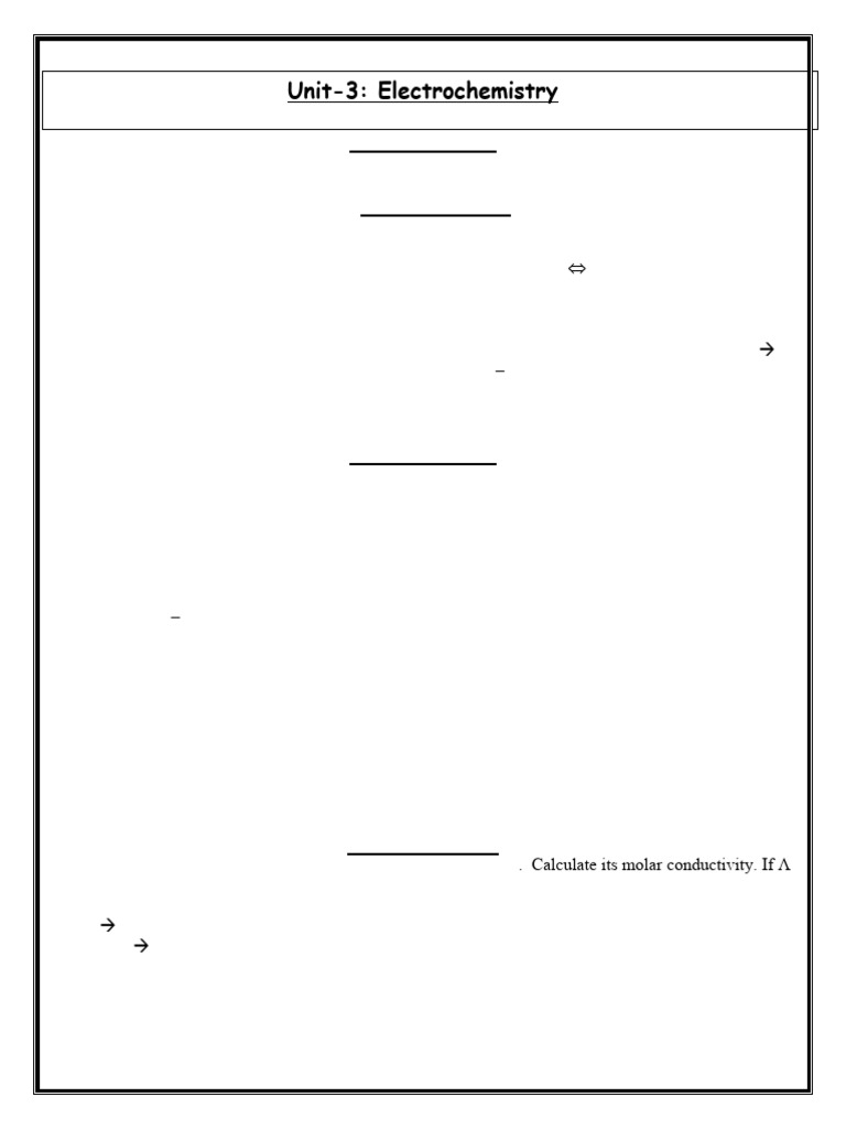 Unit-3: Electrochemistry | PDF | Electrochemistry | Physical Sciences