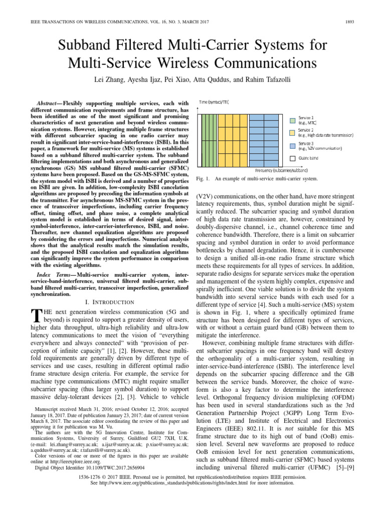 Ref 230 50 Subband Filtered Multi-Carrier Systems For Multi-Service ... Ref 230 50 Subband Filtered Multi-Carrier Systems For Multi-Service ...