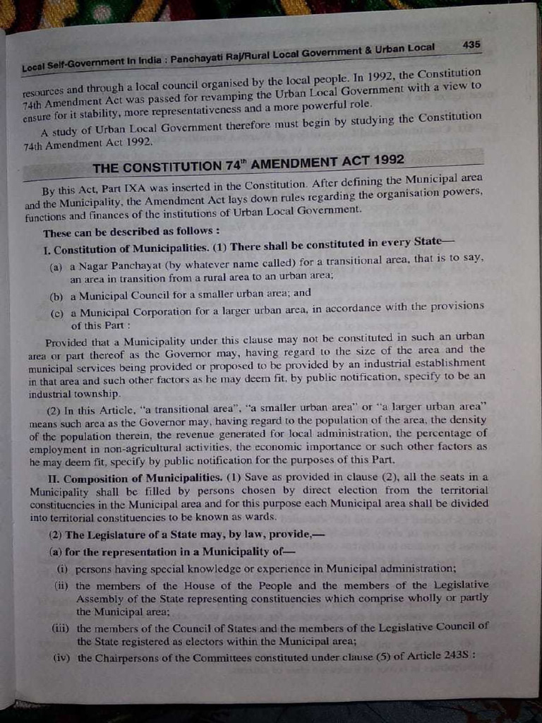 74th Amendment - Municipality | PDF