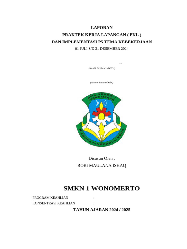 Laporan PKL SMKN 1 Wonomerto 2024 | PDF