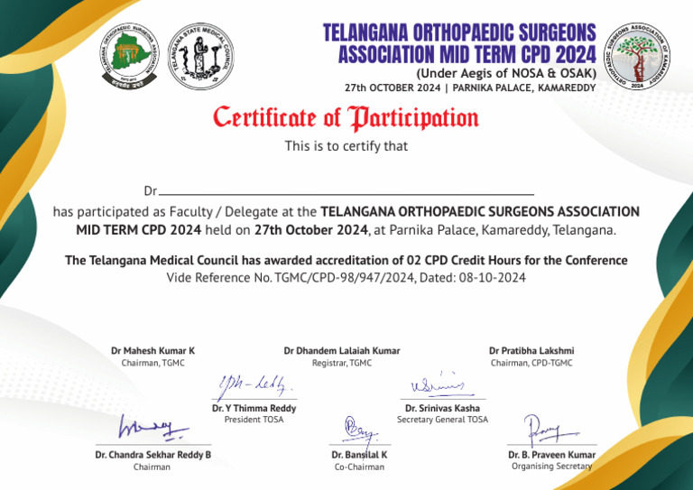 TOSA Mid Term CPD 2024 Certificate | PDF