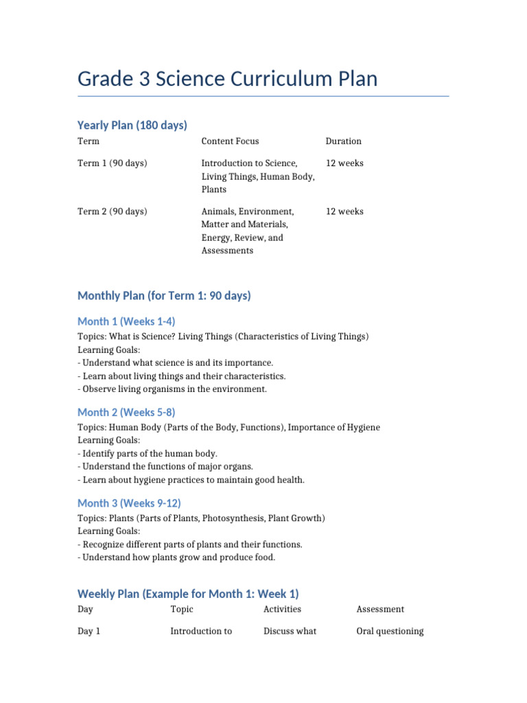 Grade 3 Science Curriculum | PDF | Science | Life