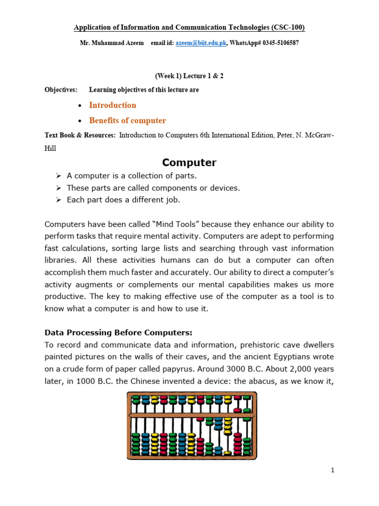 AICT Lecture Notes (Before Mid) | PDF | Computer Data Storage ...