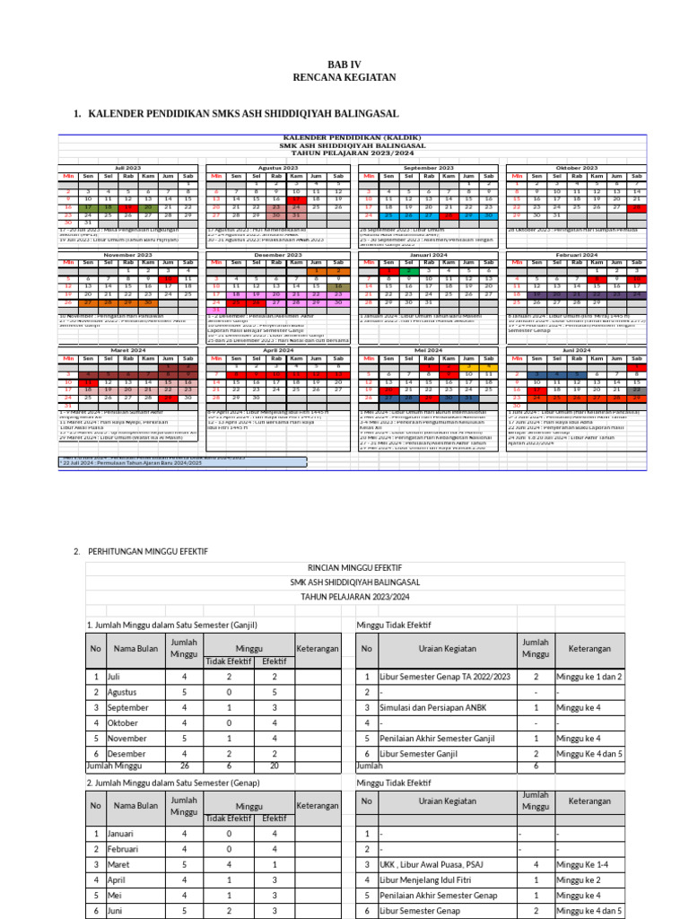 Kalender Pendidikan SMK 2023/2024 | PDF