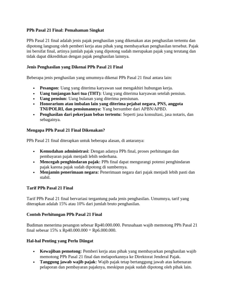 PPh Pasal 21 Final | PDF