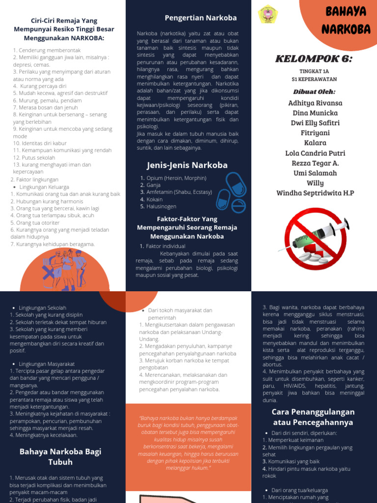Leaflet Bahaya Narkoba - Kel 6 | PDF