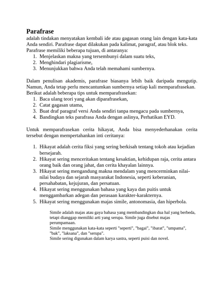 Parafrase Hikayat | PDF