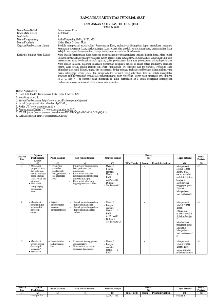 Rancangan Aktivitas Tutorial Adpu4433 | PDF