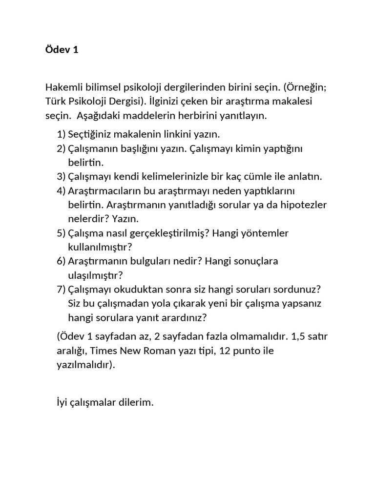 Psy101 Odev 1 | PDF