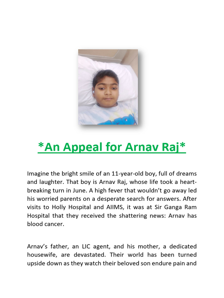 Help Arnav Raj Overcome Cancer | PDF | Self-Improvement