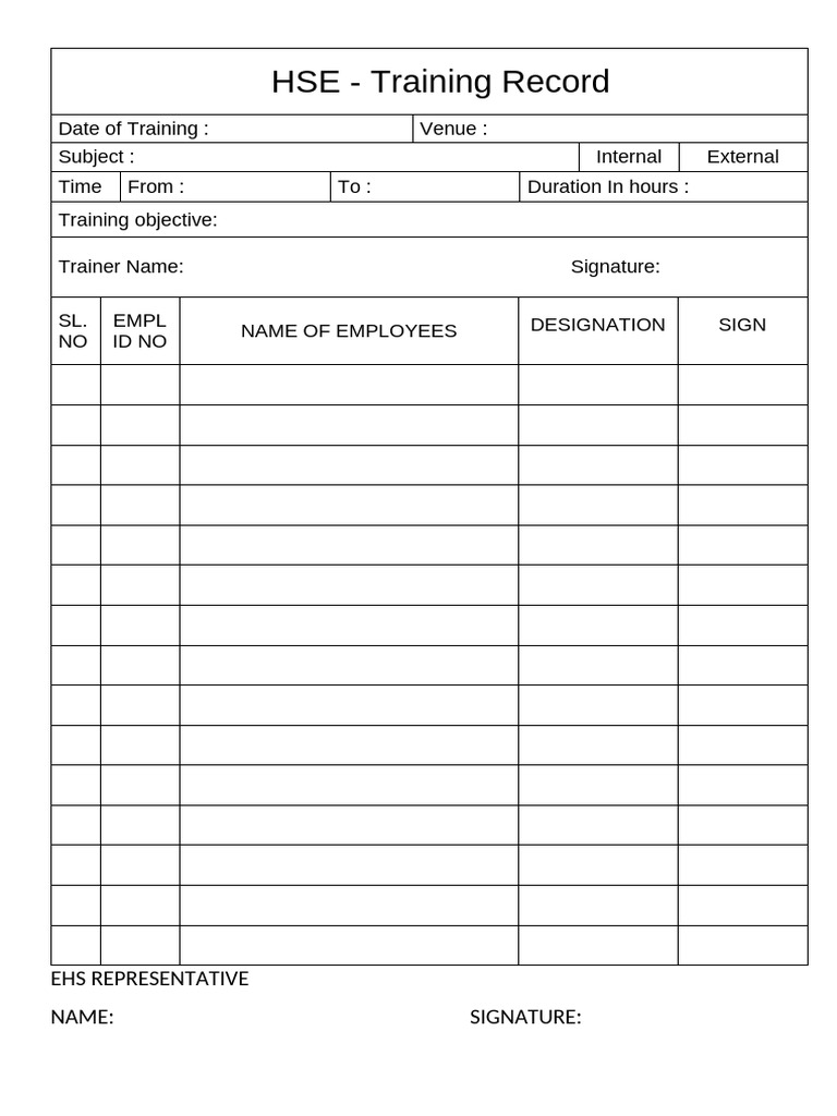 Training Record Word | PDF