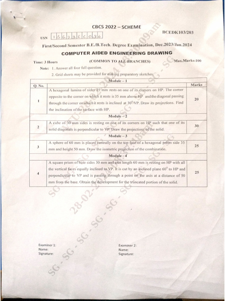 CAED Previous Year Question Paper | PDF