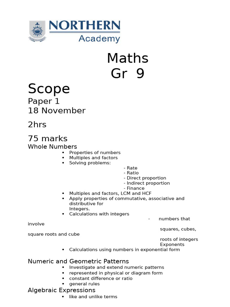 Scope Exam p1 | PDF | Equations | Factorization