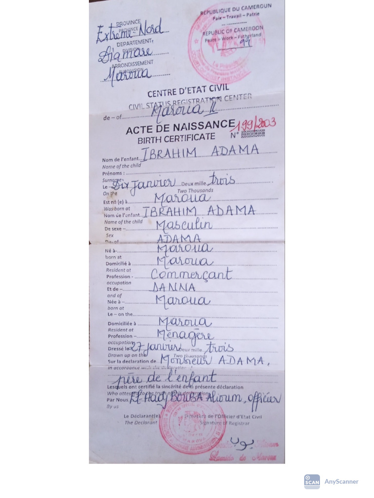 Acte de Naissance 1 | PDF