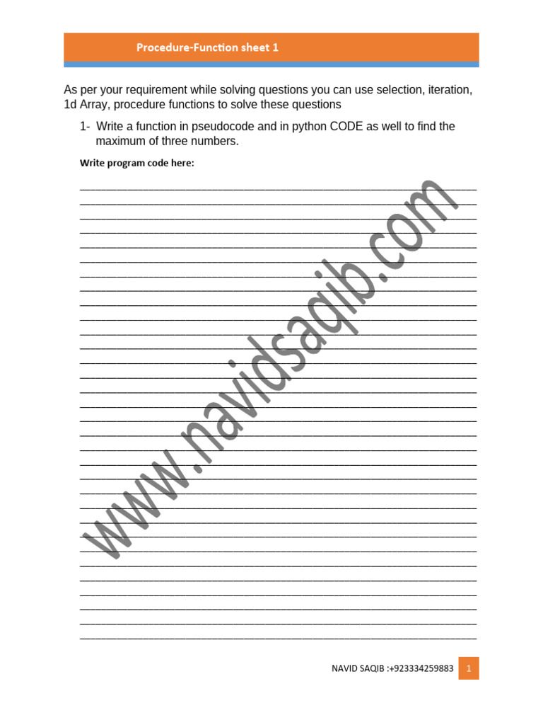 Procedure-Function Sheet1 | PDF | Theoretical Computer Science | Computer Science