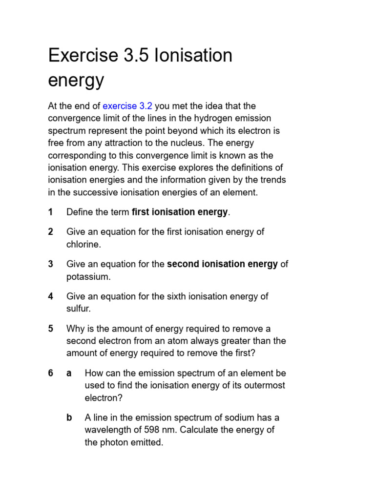Understanding Ionisation Energy Concepts | PDF | Ionization | Emission ...