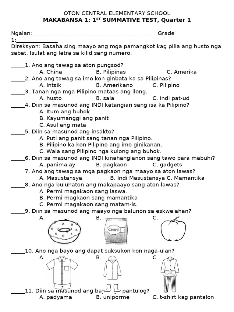 Makabansa-Q1-1st-Summative-Test 2 | PDF