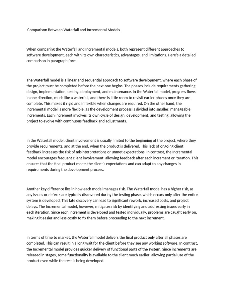 Comparison Between Waterfall and Incremental Model | PDF | Software ...