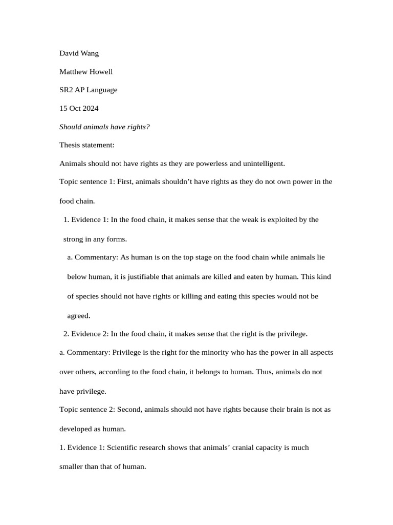 Animal Rights Outline | PDF | Self-Improvement | Science & Mathematics