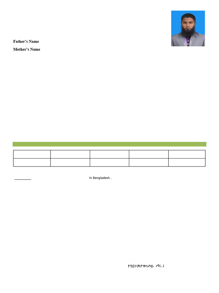 Curriculum Vitae Mohammod Ali Op 005 | PDF