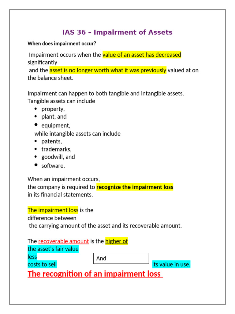 IAS 36 Impairement of Assets | PDF | International Financial Reporting ...