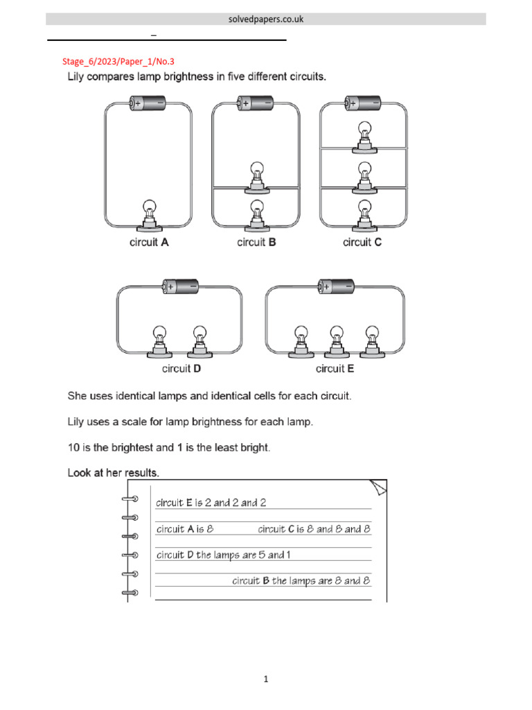 2023 2 Electricity and Circuits Checkpoint - Primary Physics ...
