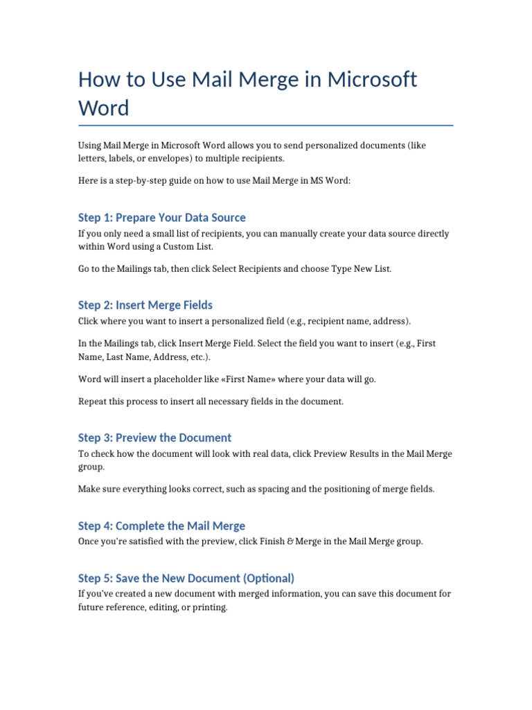 How To Use Mail Merge in MS Word | PDF