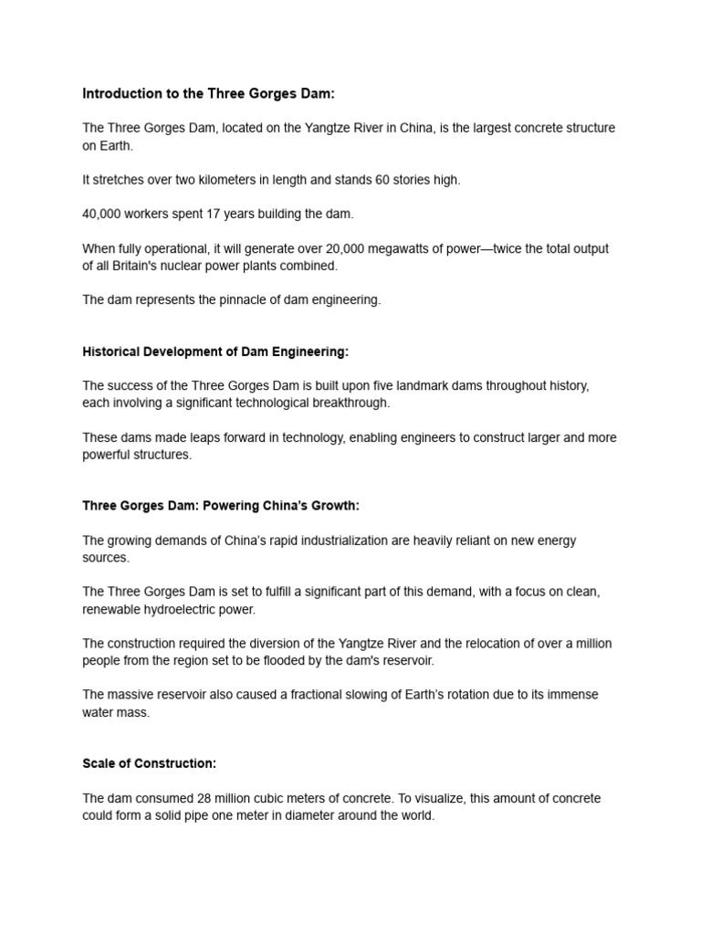 Notes Three Gorges Dams | PDF | Dam | Hydroelectricity