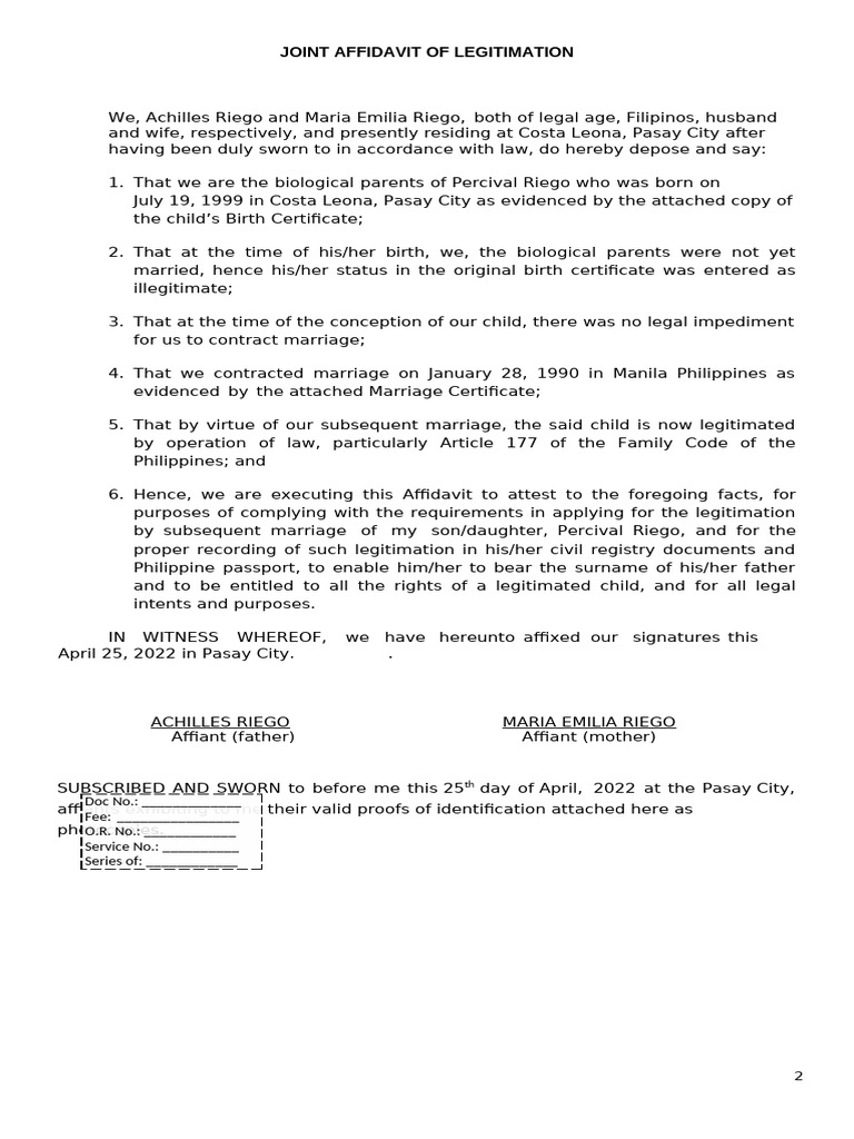 Joint Affidavit Legitimation | PDF