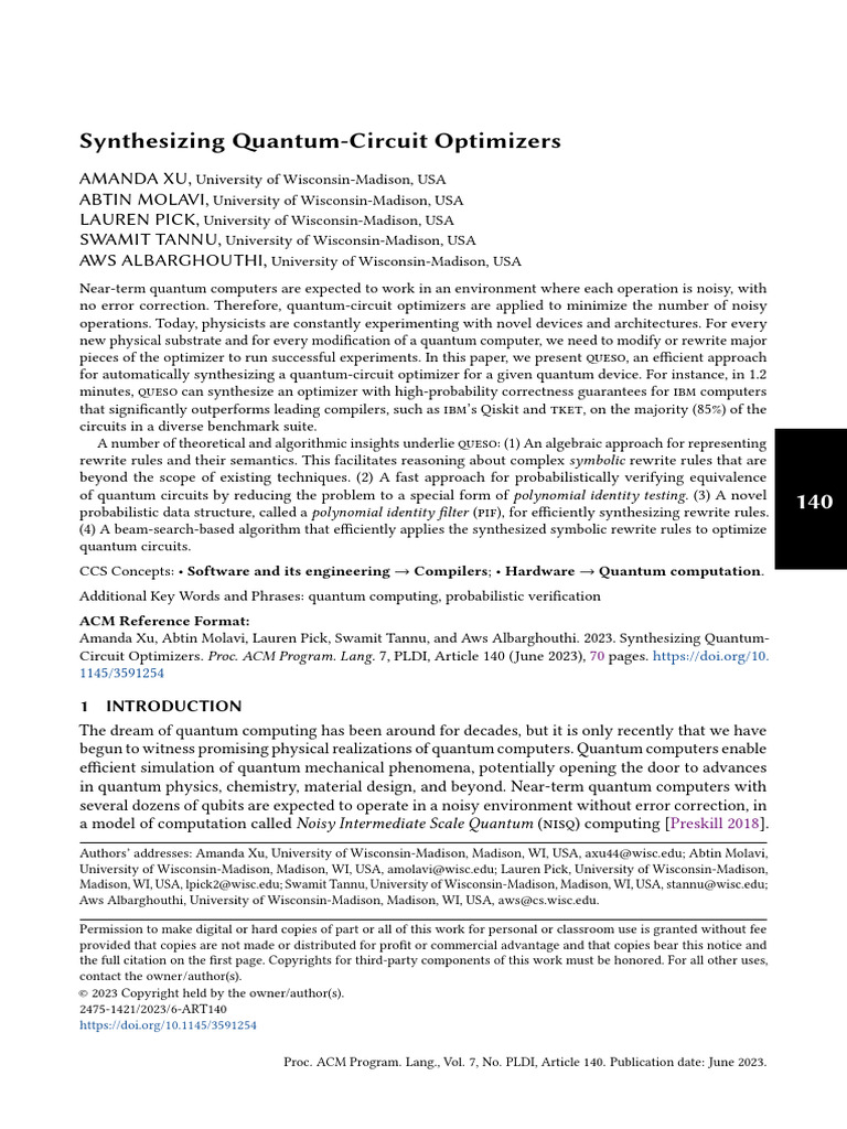 Synthesizing Quantum Circuit Optimizers | PDF | Quantum Computing ... Synthesizing Quantum Circuit Optimizers | PDF | Quantum Computing ...