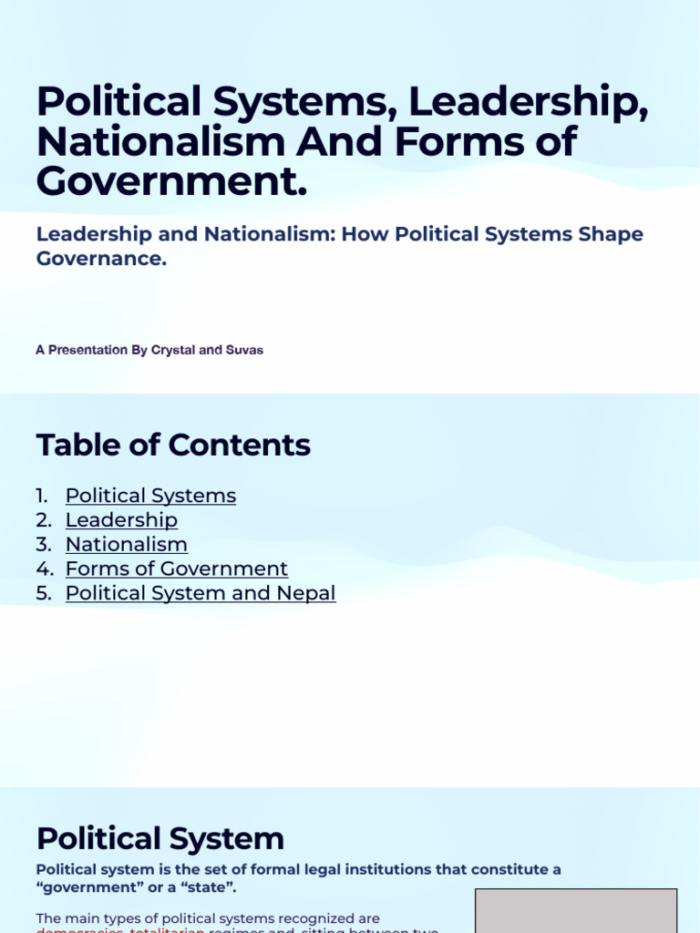 Political Systems, Leadership, Nationalism and Forms of Government ...