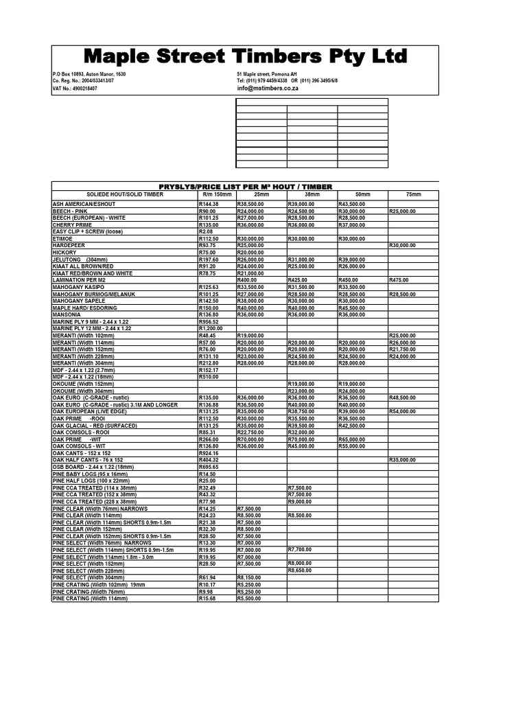 Timber Pricelist | PDF