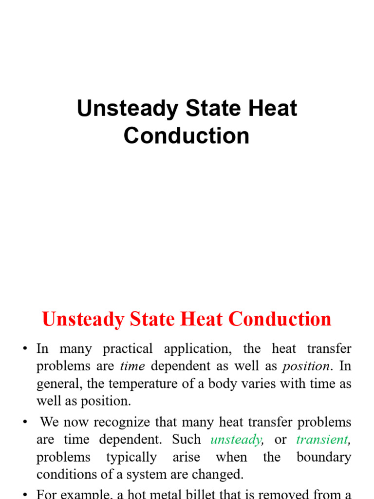 Unsteady State Heat Conduction | PDF | Thermal Conduction | Heat Transfer