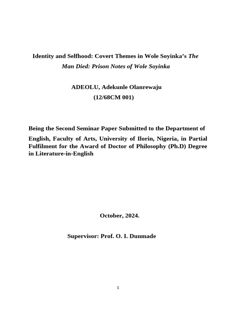 Seminar Paper Two | PDF | Phenomenology (Philosophy) | Identity (Social ...