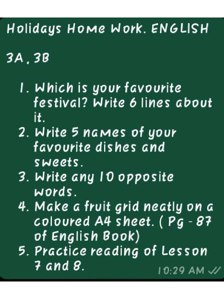 Holidays Home Work | PDF