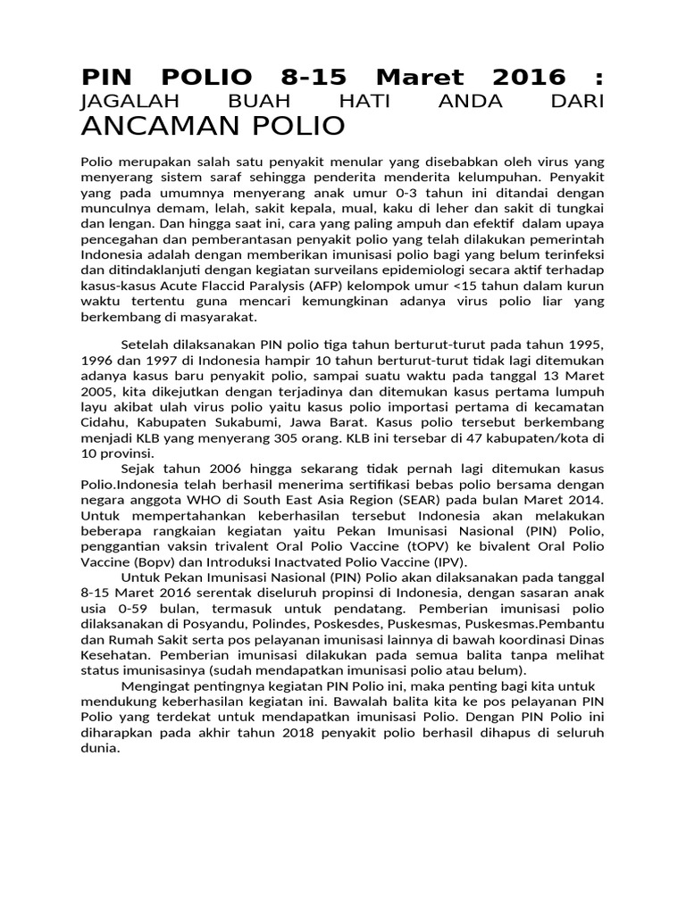 BULETIN IMUN PIN POLIO | PDF