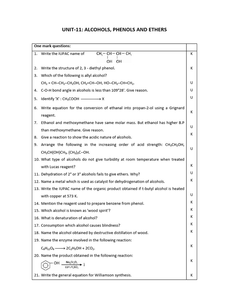 Alcohol. Phenol and Ether Pu | PDF | Ether | Ethanol