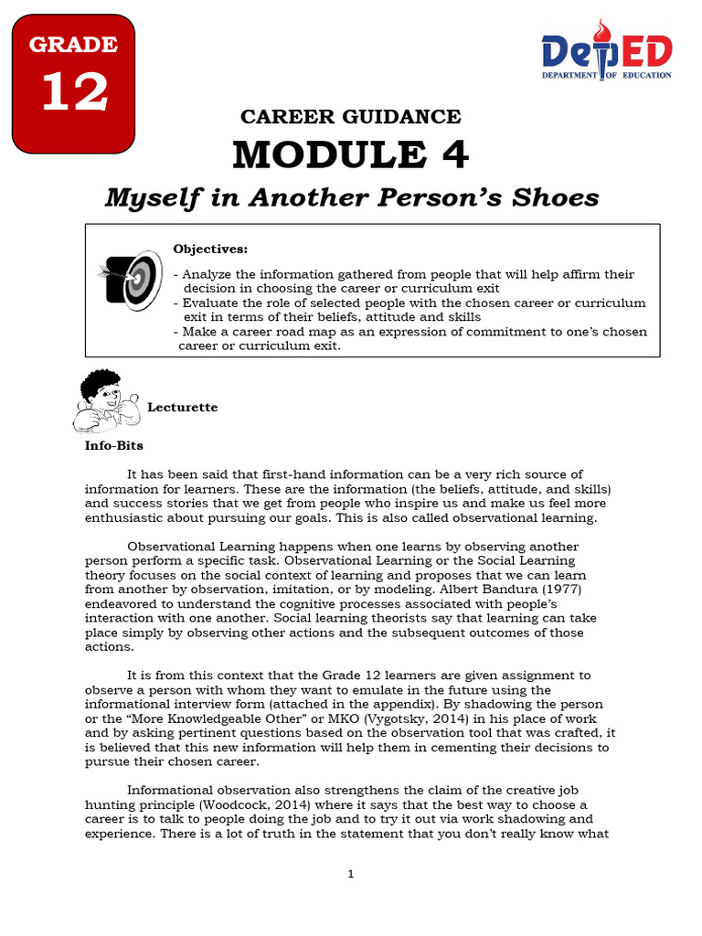 Career Guidance CG12 Module 4 | PDF | Learning | Cognitive Science