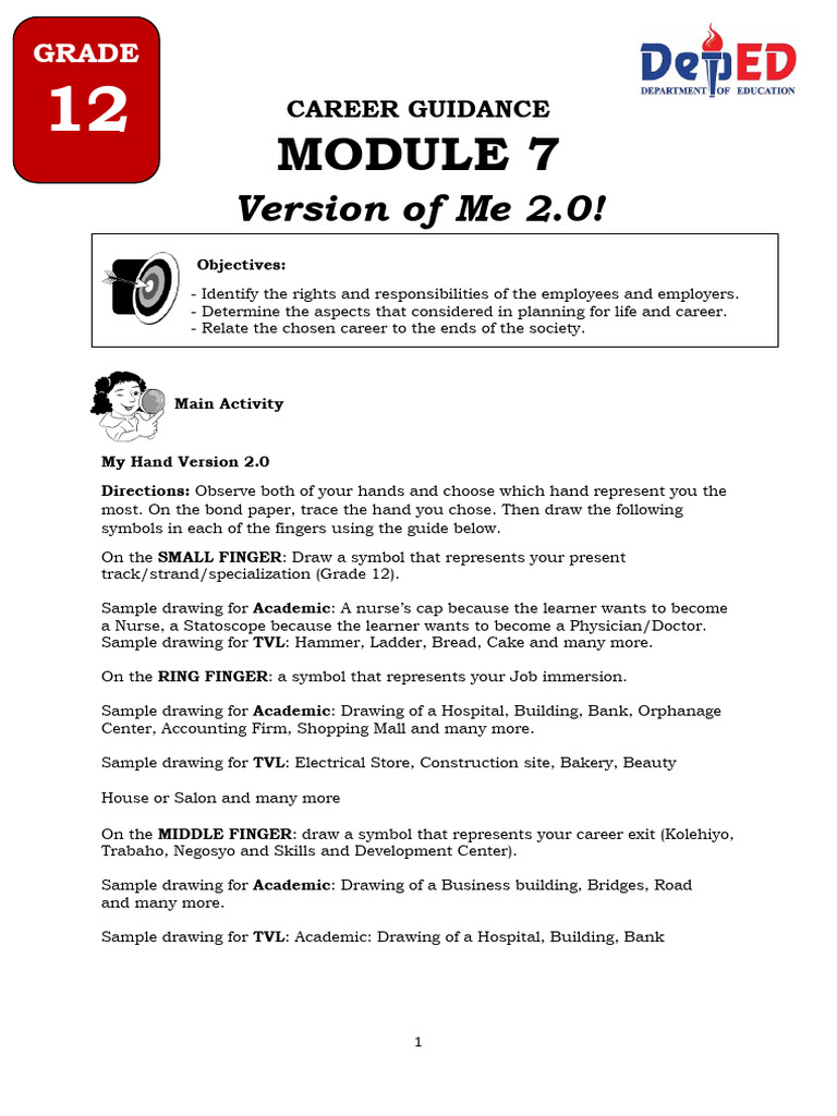 Career Guidance: My Hand Activity 2.0 | PDF | Learning | Organizational ...