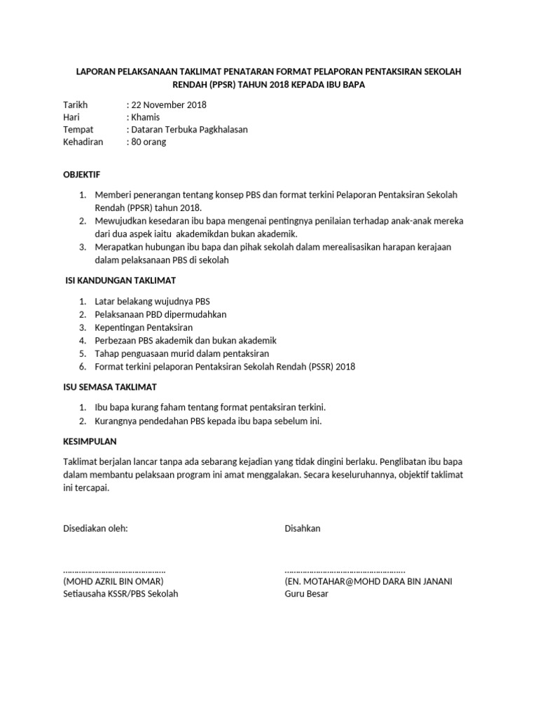 Laporan Taklimat | PDF