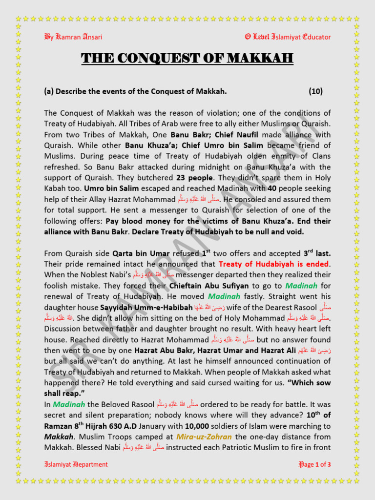 S.C. The Conquest of Makkah | PDF | Muhammad | Umar