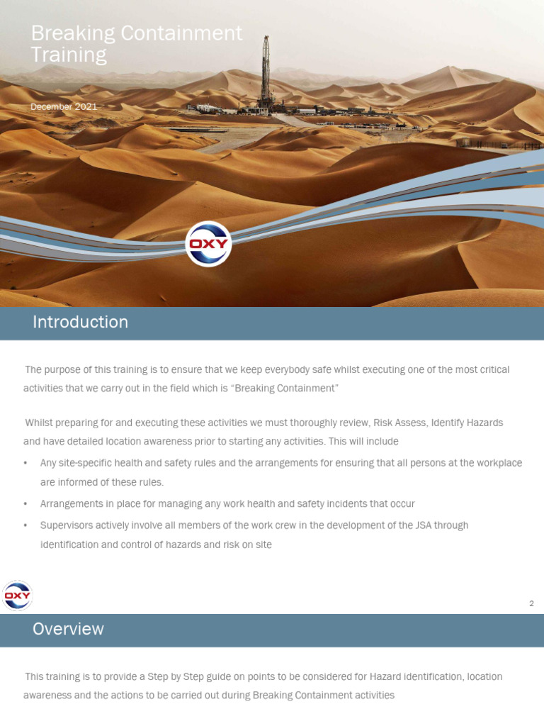 OXY-Breaking Containment Training Rev 1 | PDF | Pipe (Fluid Conveyance ...