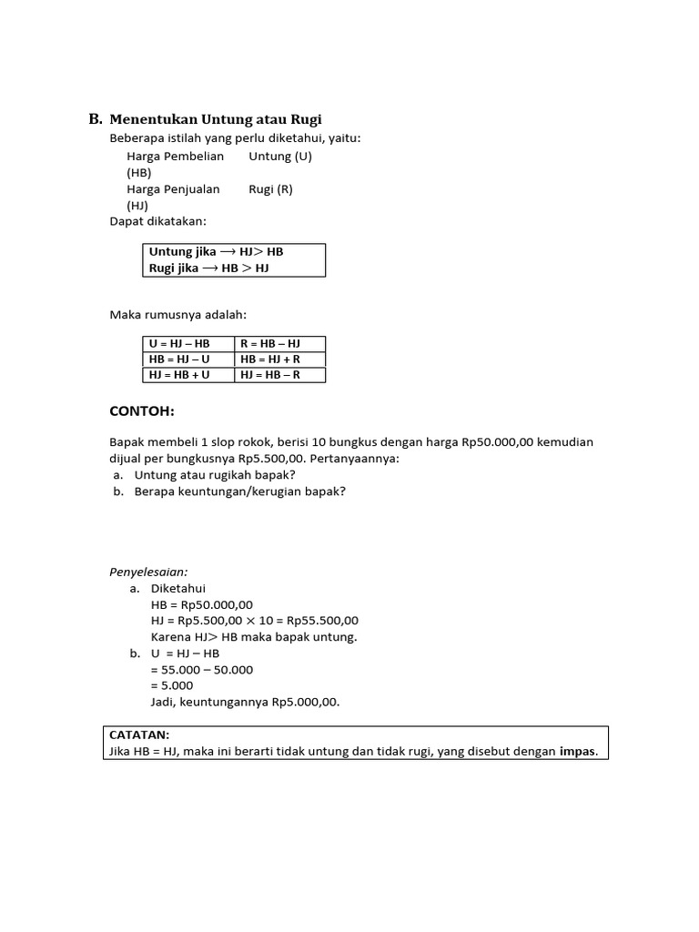 Cara Menghitung Untung Rugi Penjualan | PDF