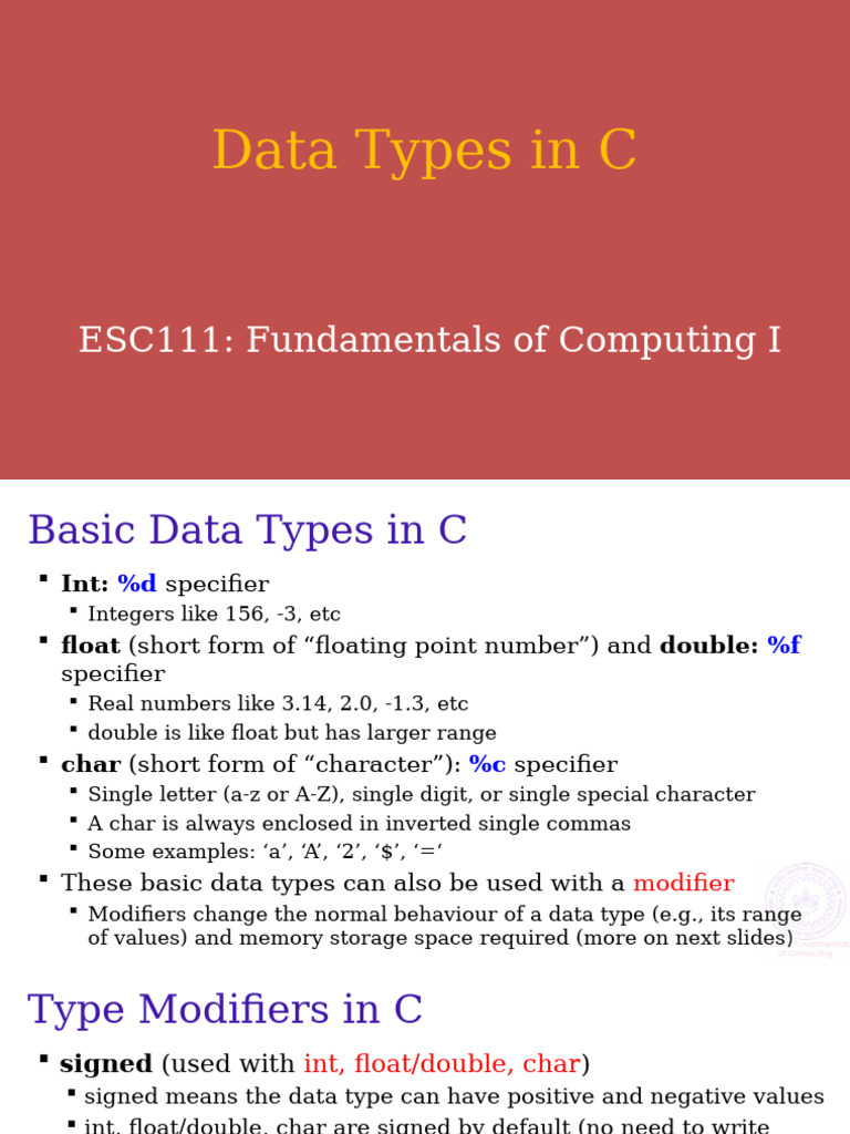 Lec 05 | PDF | Integer (Computer Science) | Data Type